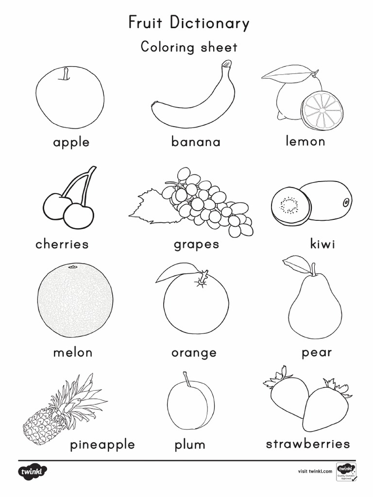 Fruit Dictionary Coloring | PDF
