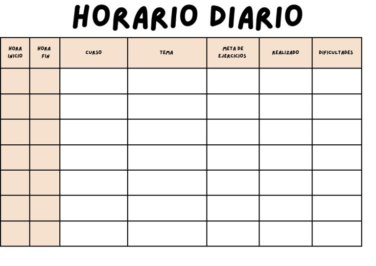 Horario Diario de Cursos y Ejercicios | PDF