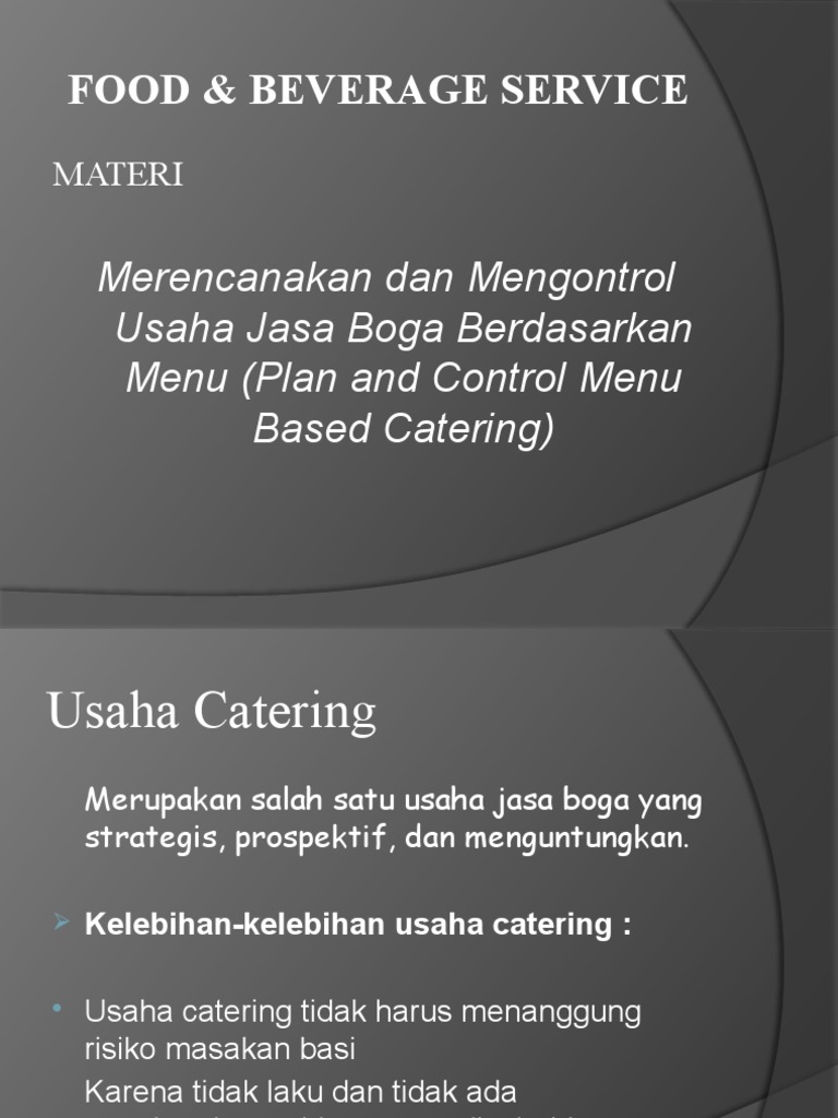 Merencanakan Dan Mengontrol USaha JAsa Boga Berdasarkan Menu | PDF