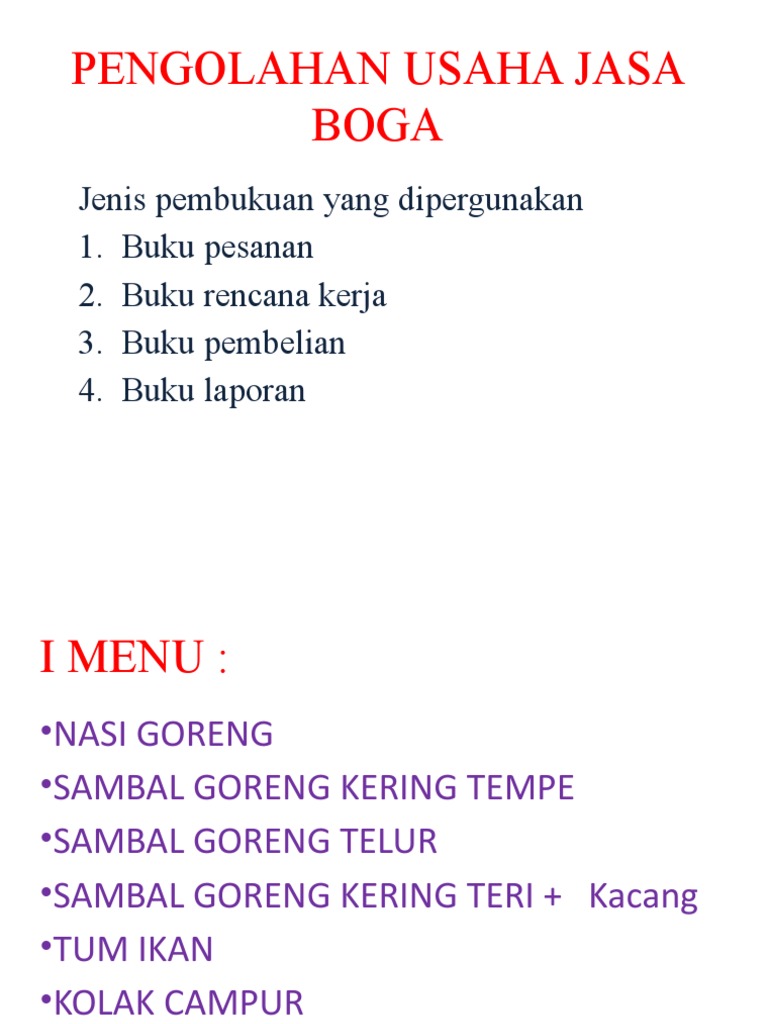 Pembukuan Usaha Boga | PDF