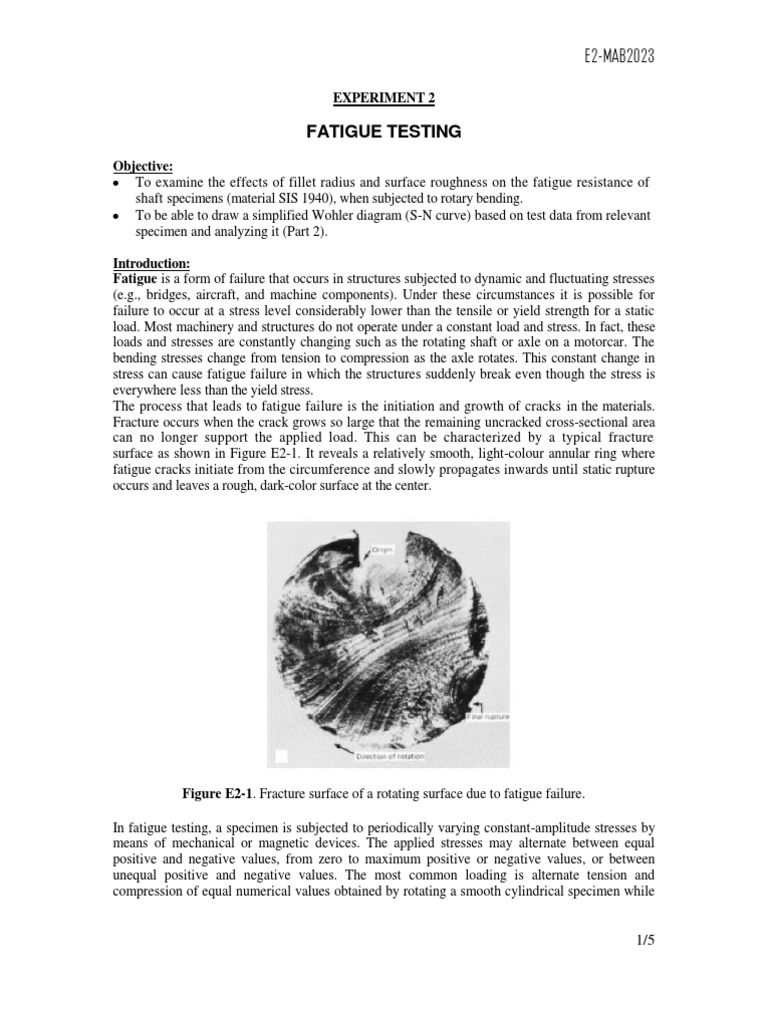 Fatigue Testing: Experiment 2 | Download Free PDF | Fatigue (Material ...