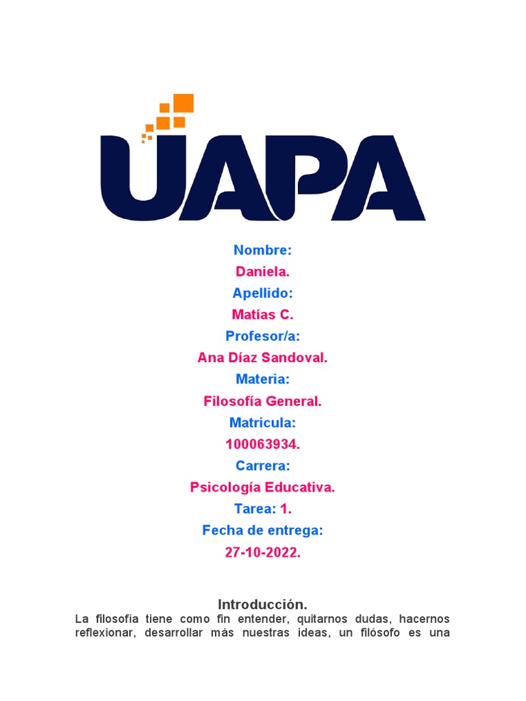 Tarea 1 de Filosofia General Daniela. | PDF | Platón | Conocimiento