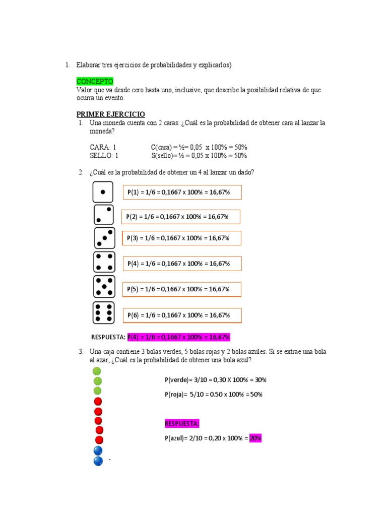 Elaborar Tres Ejercicios de Probabilidades y Explicarlos | PDF | Media ...