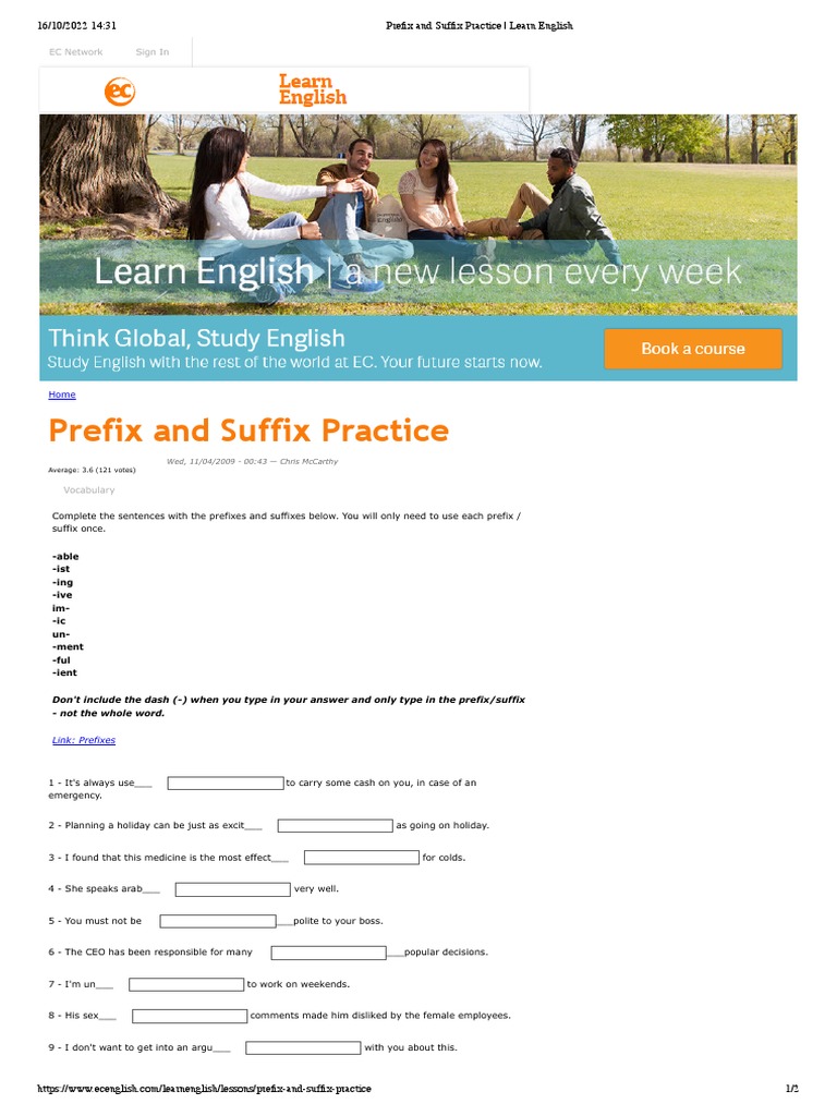 Prefix and Suffix Practice | PDF