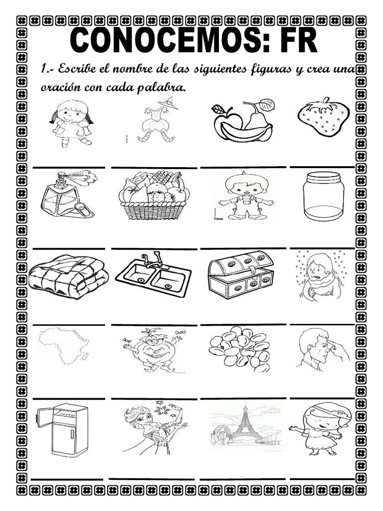 Oraciones y figuras con "fr" para niños | PDF | Comida y bebida | Alimentos