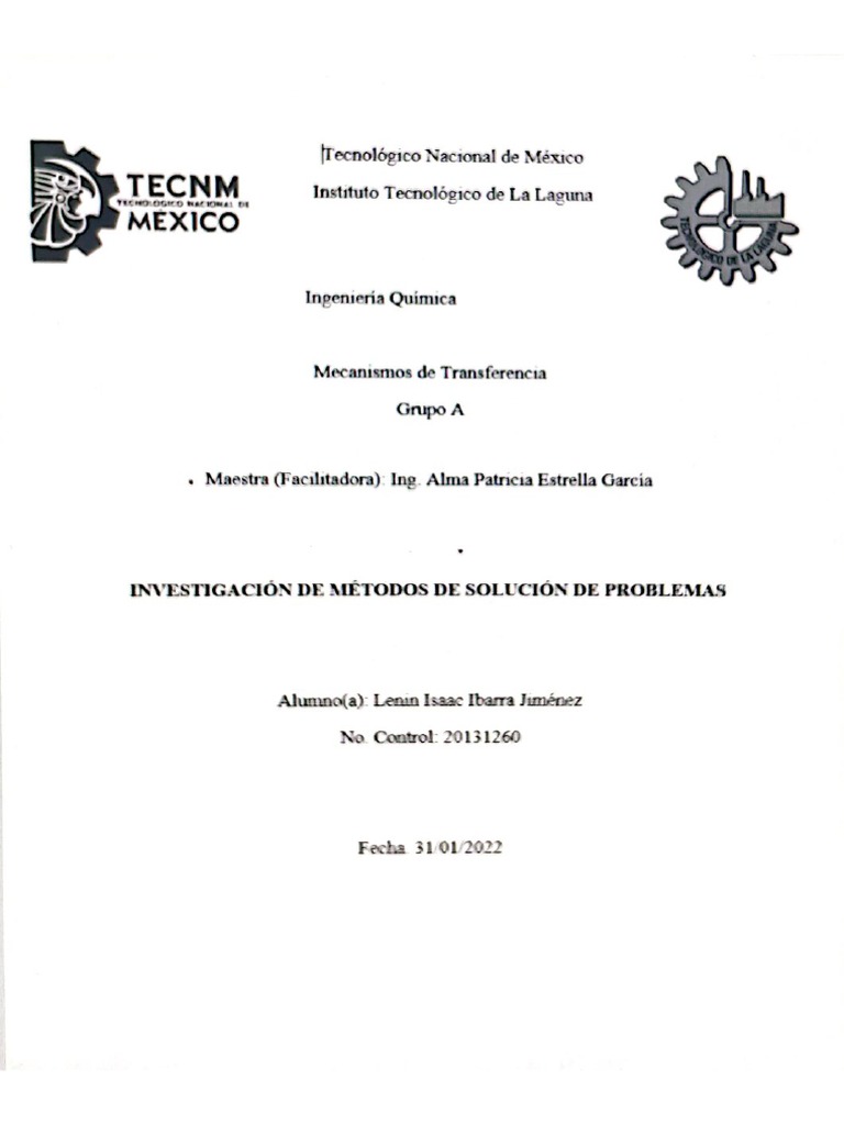 Investigación de Métodos de Solución de Problemas | PDF