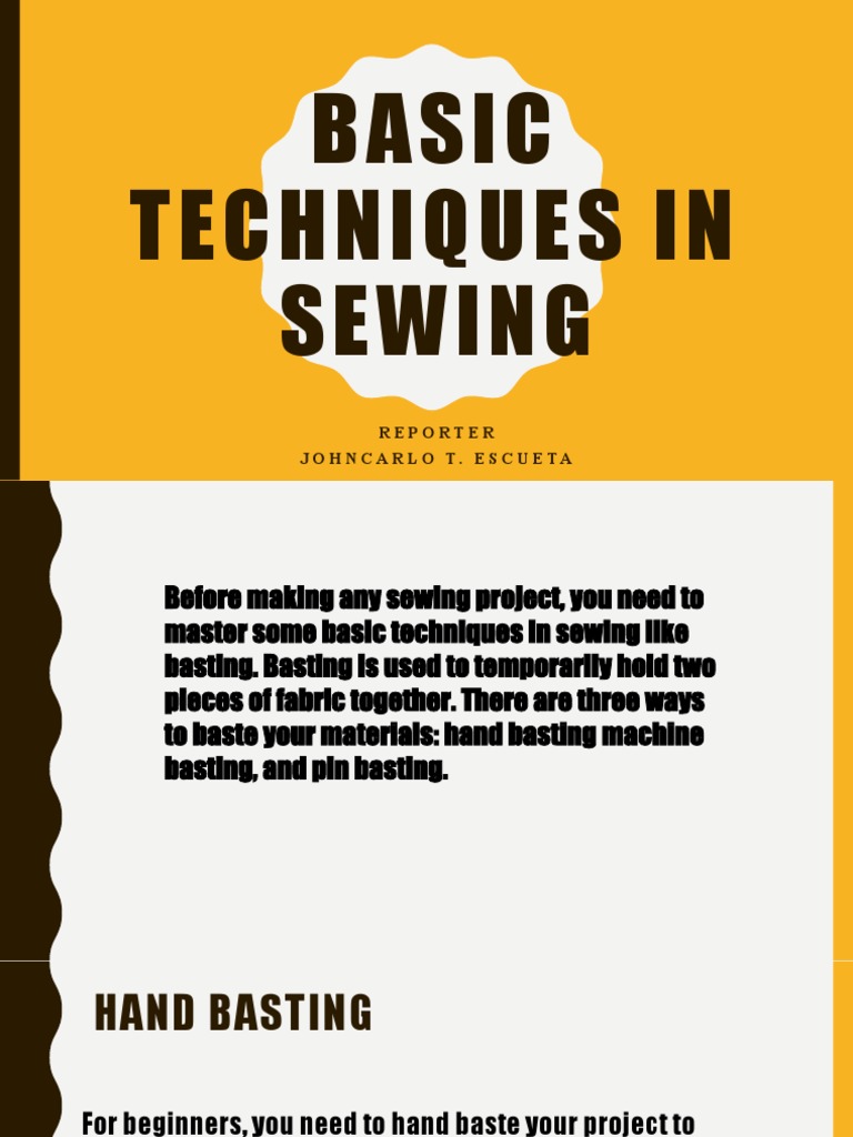 Basic Techniques in Sewing | PDF | Seam (Sewing) | Sewing