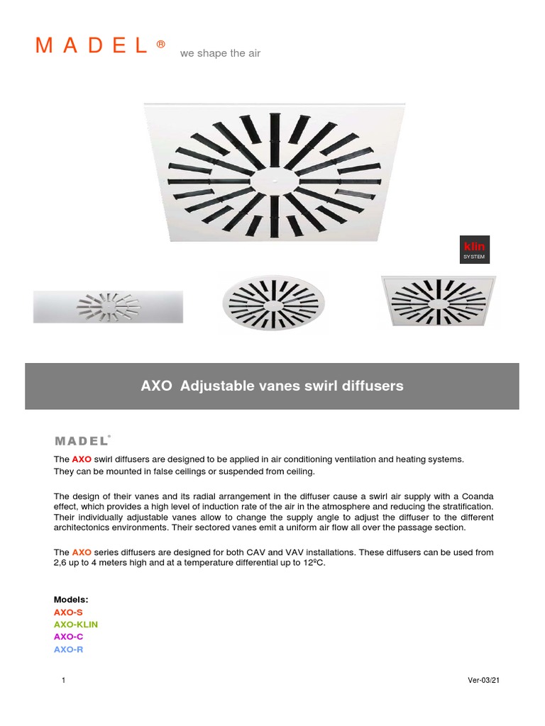21 EN MADEL Swirl Diffusers AXO | Download Free PDF | Duct (Flow) | Applied And ...