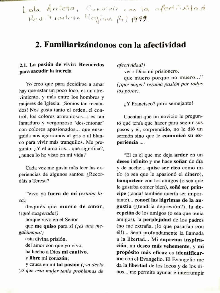 Convivir Con La Afectividad Lola Arrieta | PDF | Amor | Placer