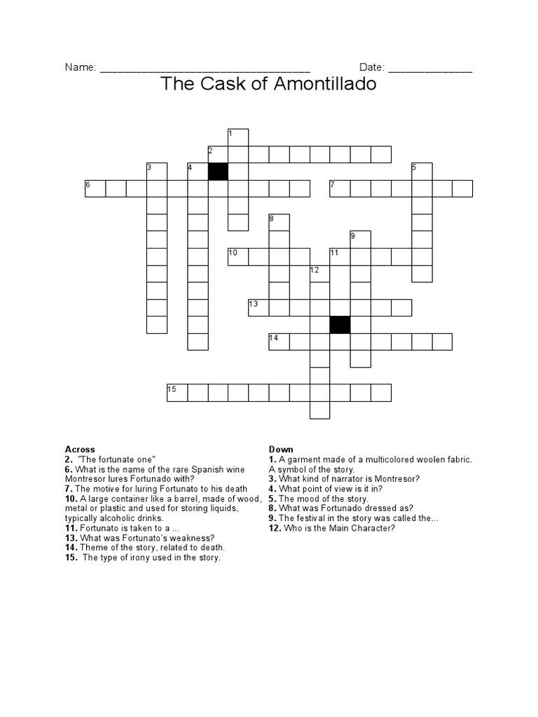 The Cask of Amontillado - 30-Items-Quiz | PDF