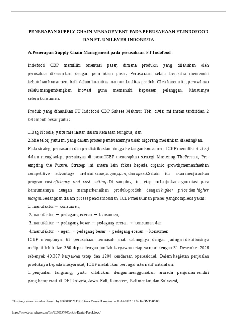 Contoh Rantai Pasok | PDF