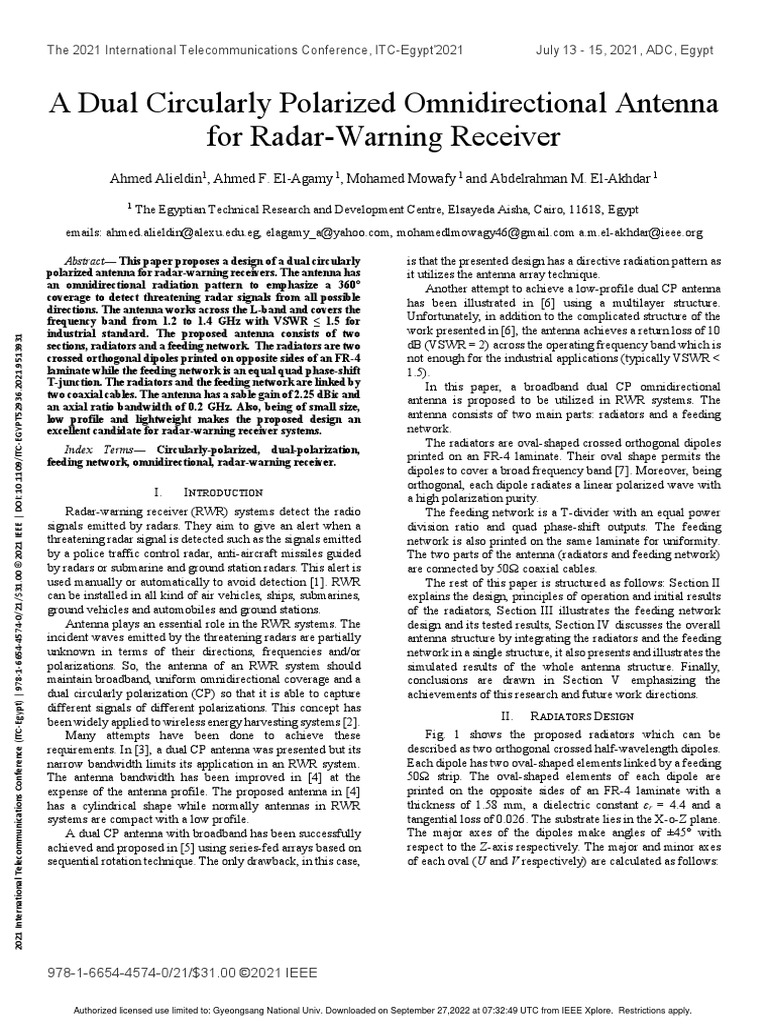 A Dual Circularly Polarized Omnidirectional Antenna For Radar-Warning ...