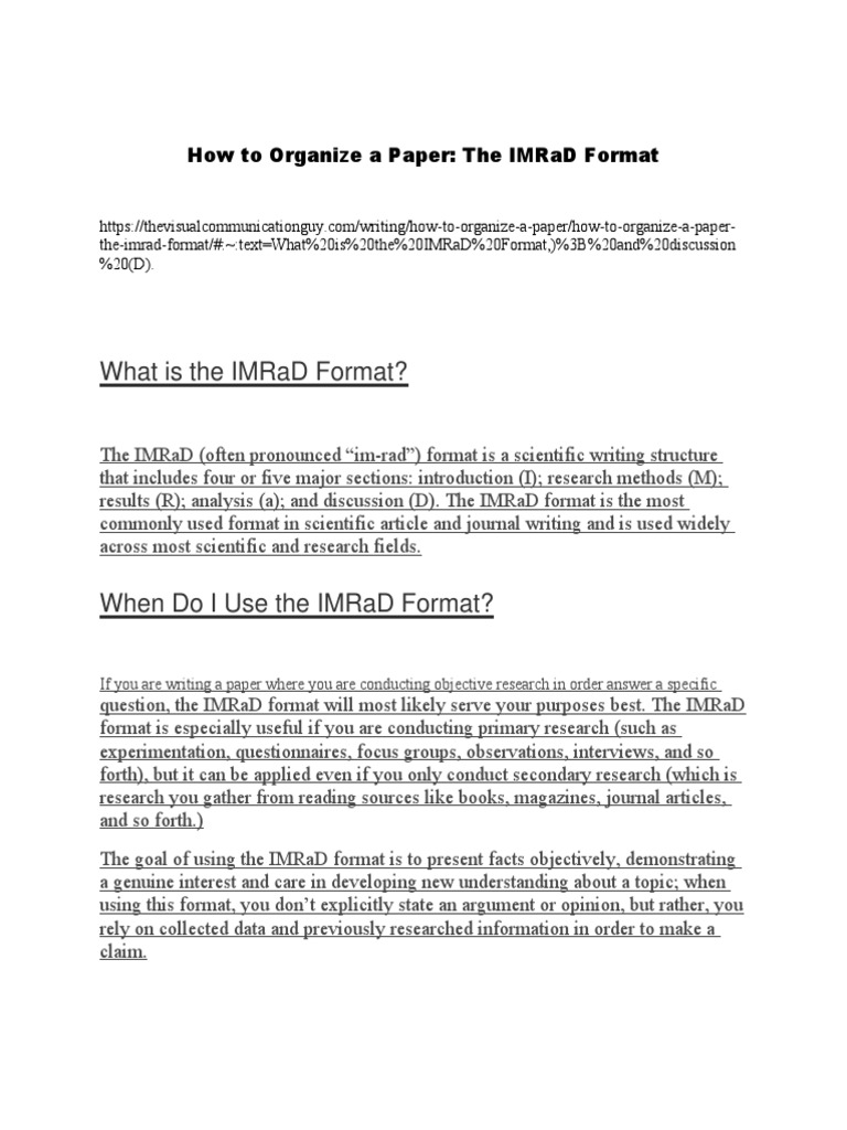 How To Organize A Paper IMRaD Format | PDF