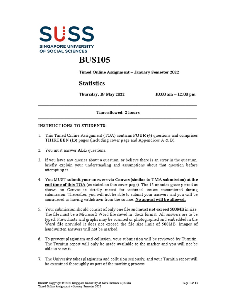 Bus105 Jan 2022 Toa | PDF