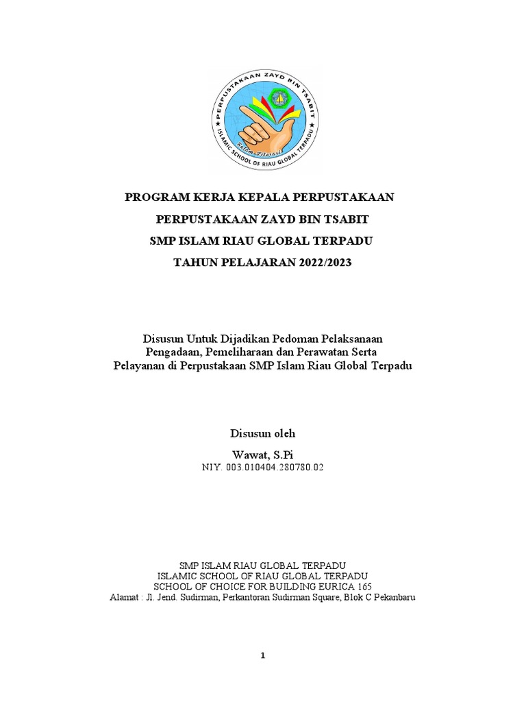 Program Kerja Perpustakaan SMP 2022 | PDF