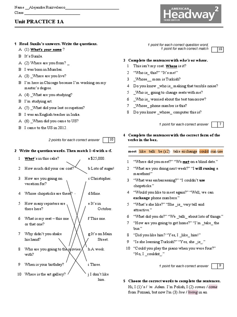 AHW3e - Level 2 - Unit Practice 1a | PDF