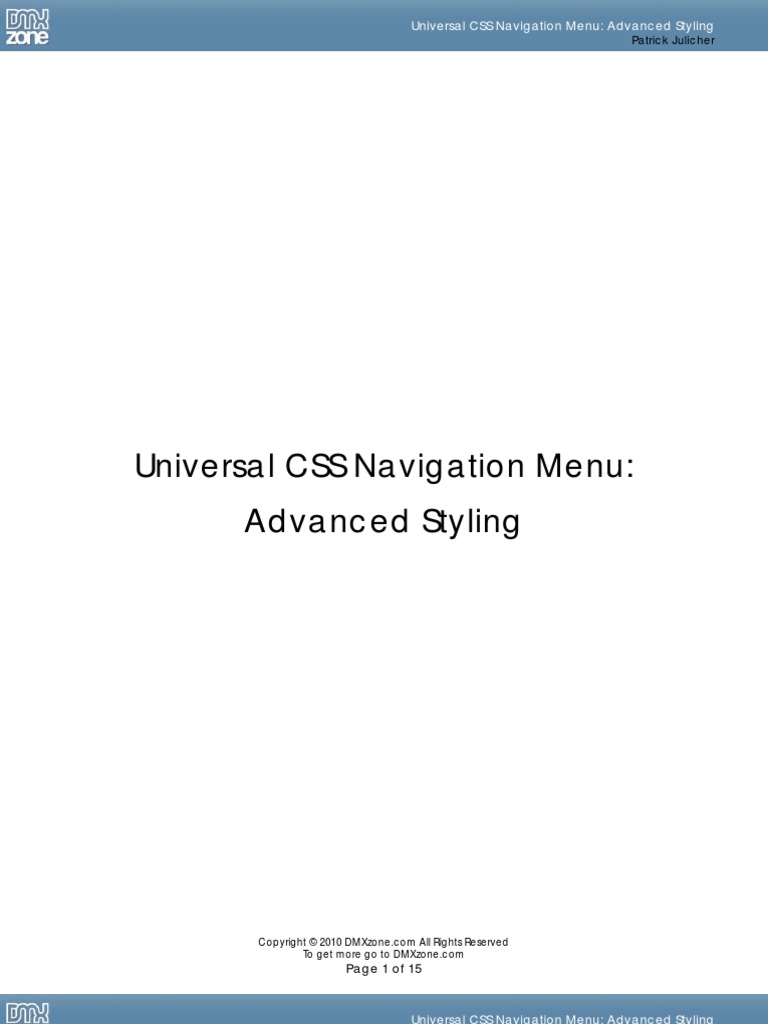 Universal Css Navigation Menu Pdf Cascading Style Sheets Computer File 7402