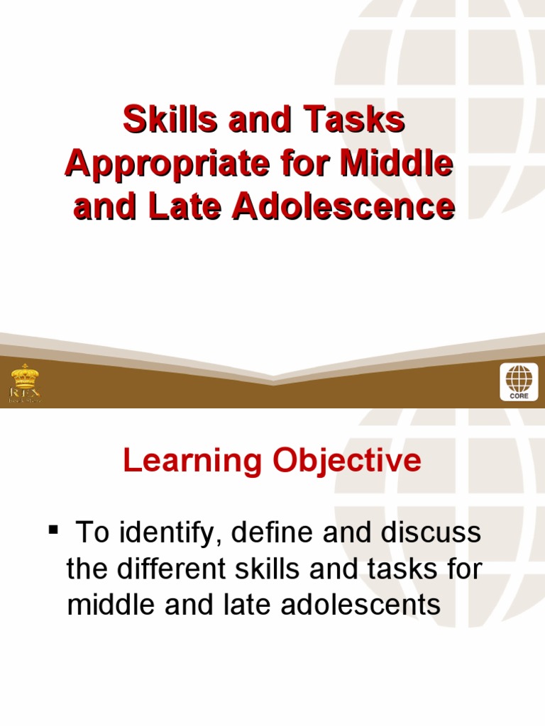 9 Skills and Tasks | PDF | Adolescence | Cognitive Psychology