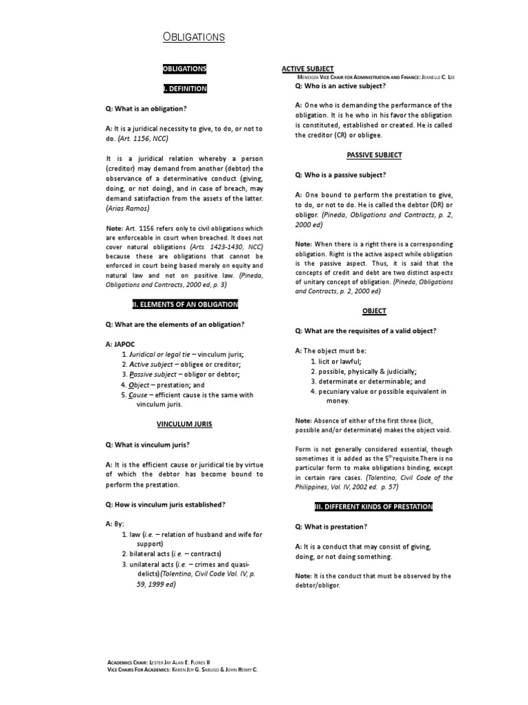 UST-Golden-Notes-in-Obligations-and-Contracts | PDF | Law Of ...