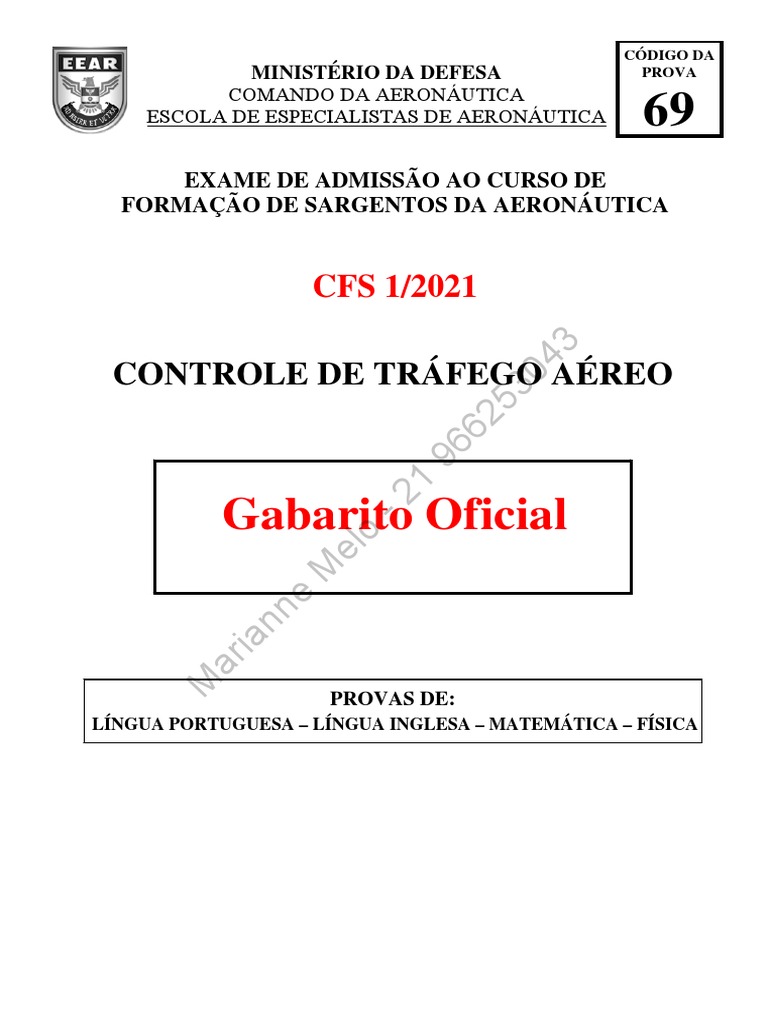 CFS 1-2021 - Prova e Gabarito | PDF