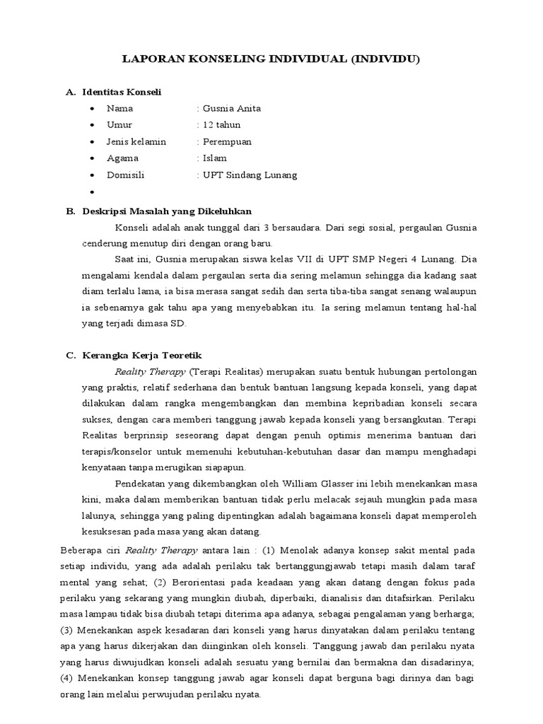 Laporan Konseling Individual | PDF