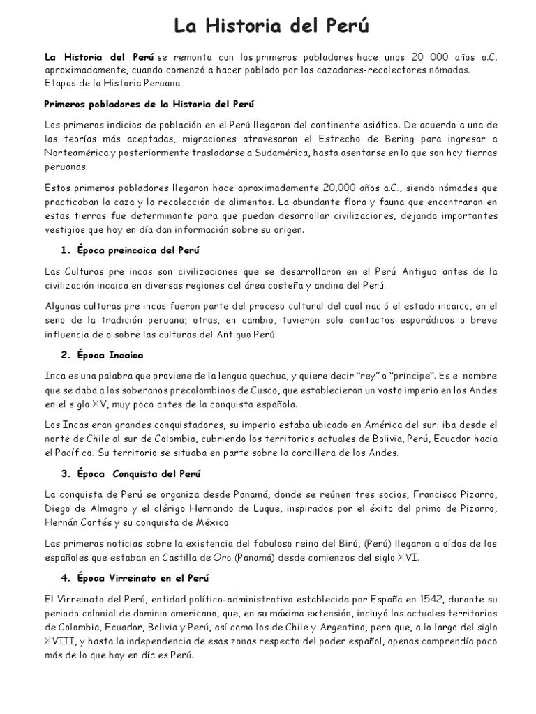 La Historia Del Perú | PDF