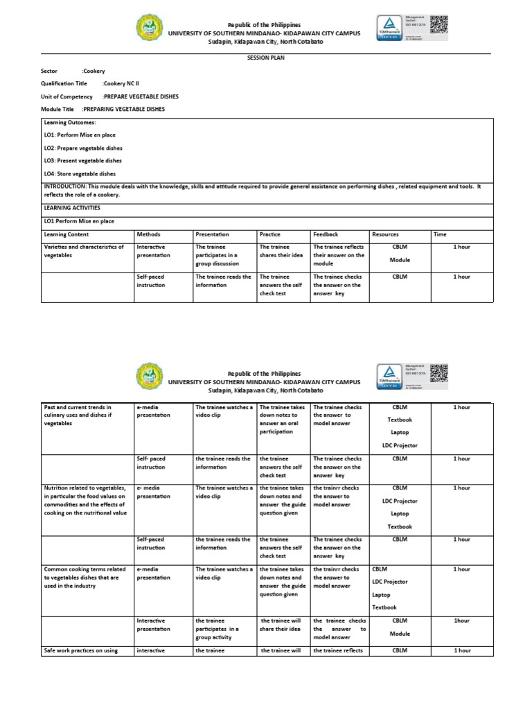 Session Plan Template | PDF