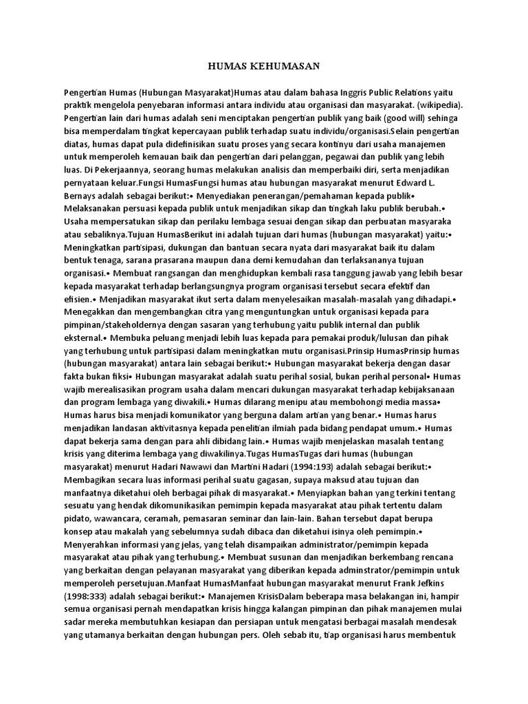 Humas Kehumasan | PDF | Ilmu Sosial