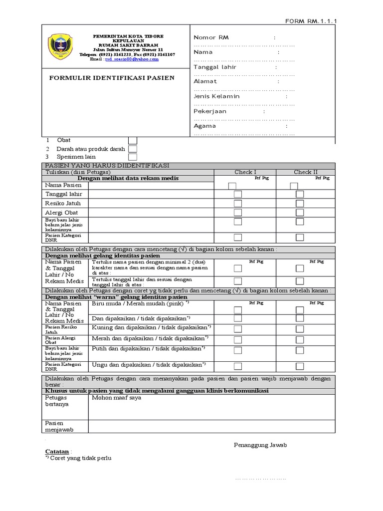 Formulir Identifikasi Pasien - Compress | PDF