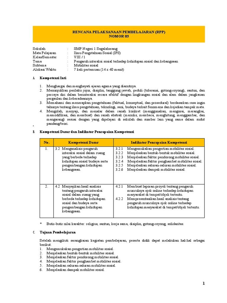 05 RPP 03 Ips 8 Kurtilas Smt1 2018-2019 (Anwark) Final | PDF