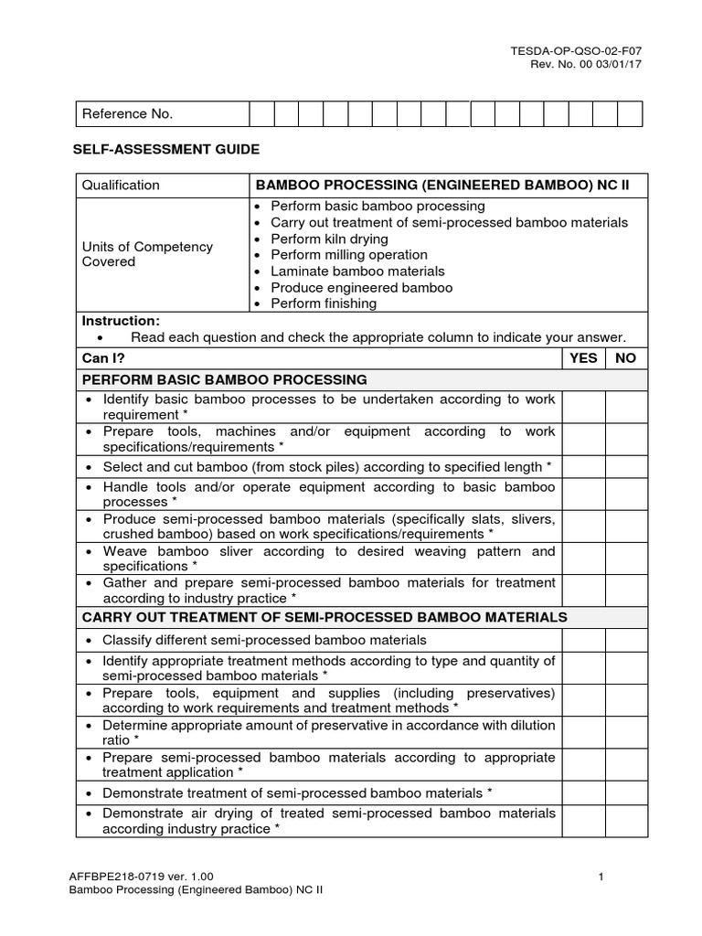 SAG - Bamboo Processing (Engineered-Bamboo) NC II | PDF | Adhesive ... SAG - Bamboo Processing (Engineered-Bamboo) NC II | PDF | Adhesive ...