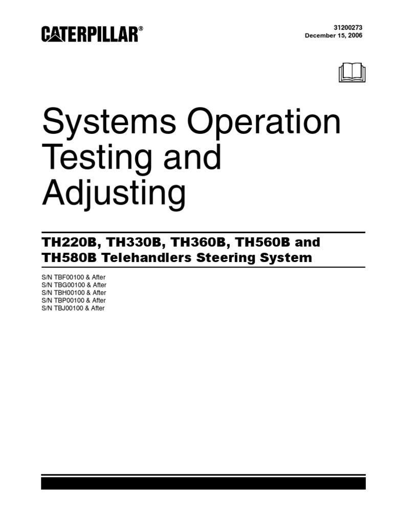 Systems Operation Testing and Adjusting: TH220B, TH330B, TH360B, TH560B ...