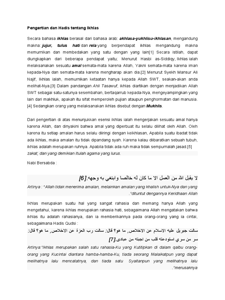 Hadis dan Makna Ikhlas dalam Islam | PDF