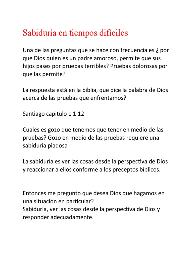 Sabiduría en Pruebas Difíciles | PDF | Sabiduría | Dios