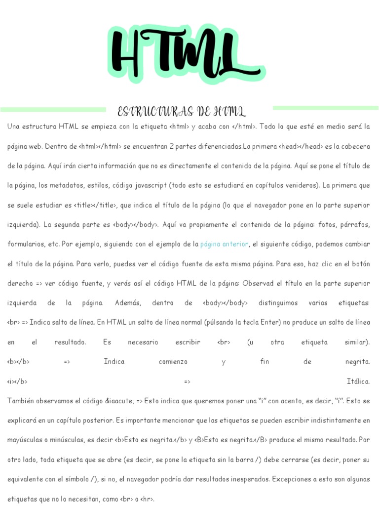 Estructuras HTML | PDF | HTML | Red mundial