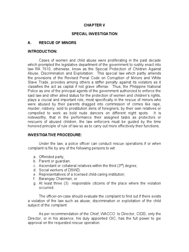 Criminal Investigation Manual | PDF