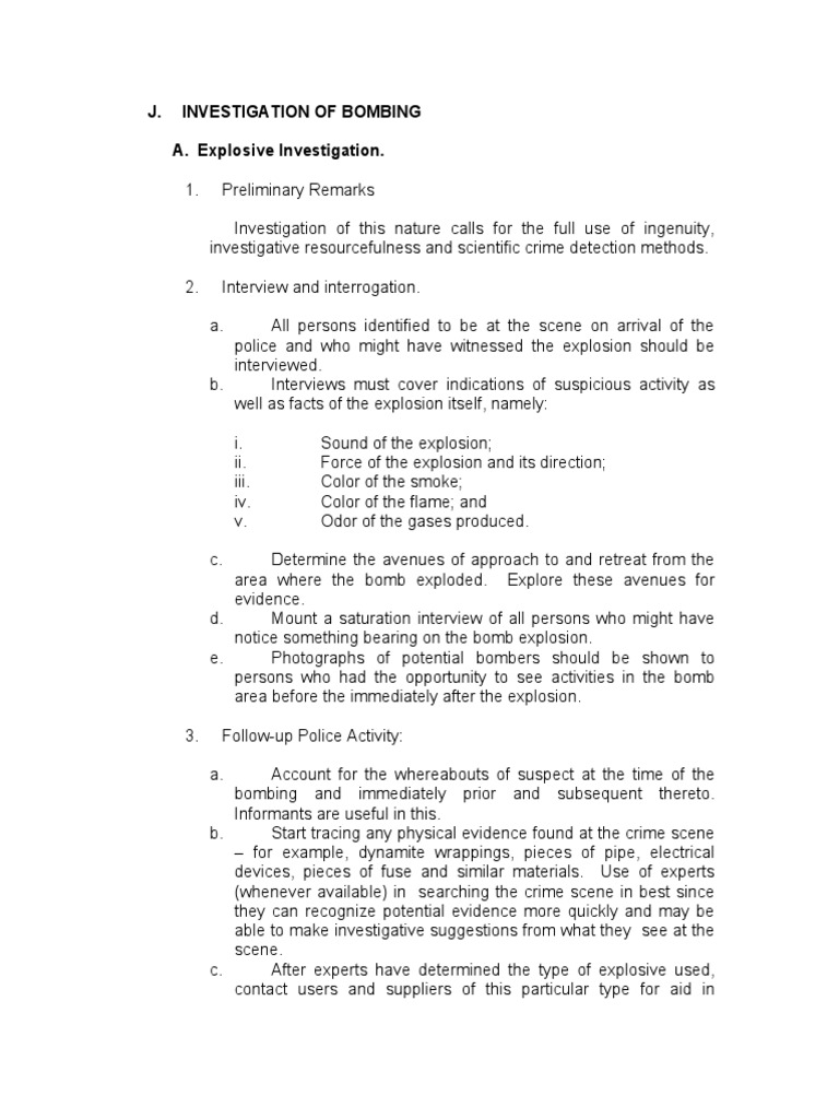 Bombing Incident Investigation Guide | PDF | Traffic Collision | Bomb