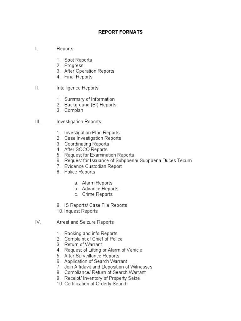 PNP Criminal Investigation Report Formats | PDF