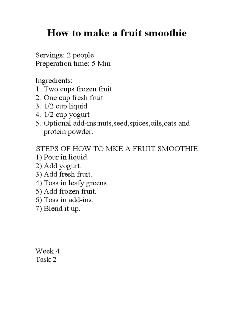 How To Make A Fruit Smoothie | PDF | Cooking, Food & Wine