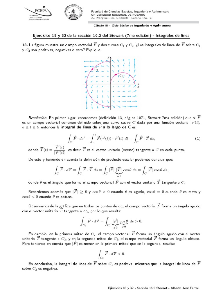 Sección 16.2 - Ejercicios 18 y 32 | PDF | Vector Euclidiano | Ángulo