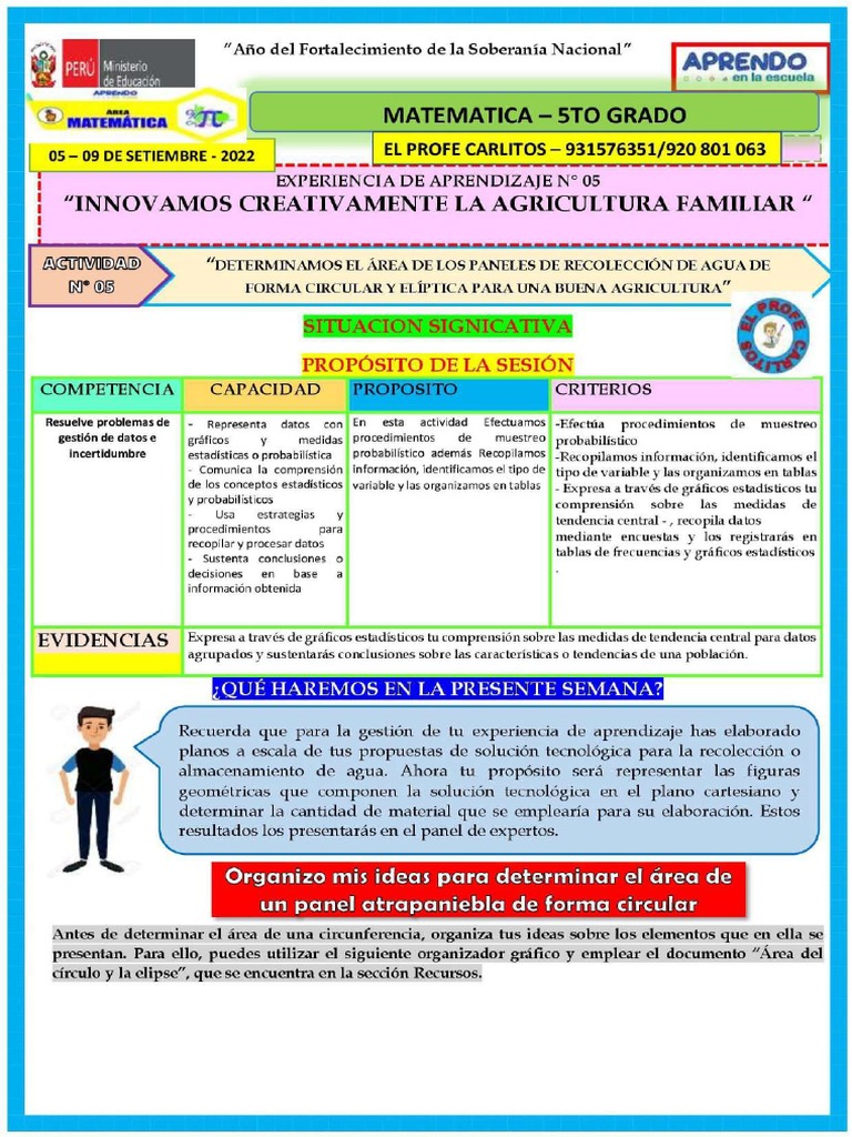 Experiencia de Aprendizaje #05 - Actividad #05 - 5to Grado - Matematica - 00001 | PDF