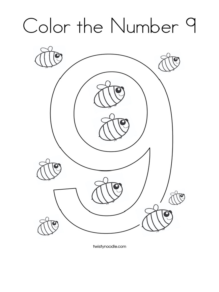 Mewarnai Gambar Mewarnai Angka 9 - Twisty Noodle | PDF