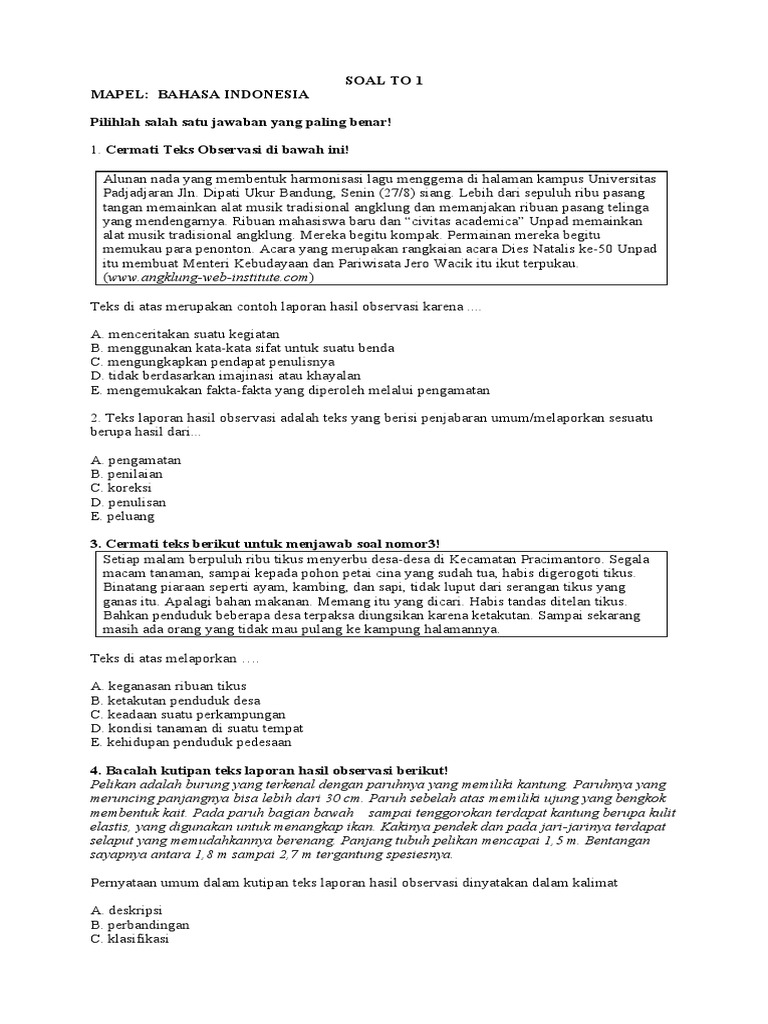 Soal To1 - Xii - BHS Indonesia | PDF