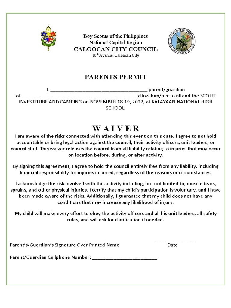 Parents Permit and Waiver Form | PDF