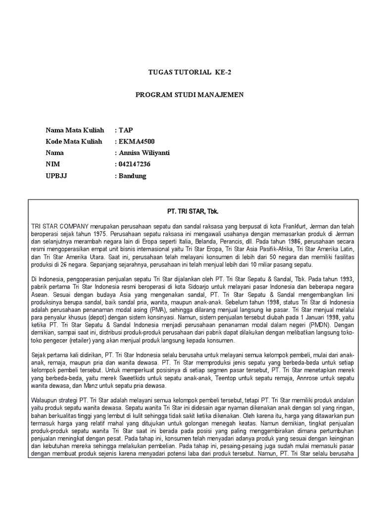 Tugas 2 Tri Star MSDM Keuangan | PDF
