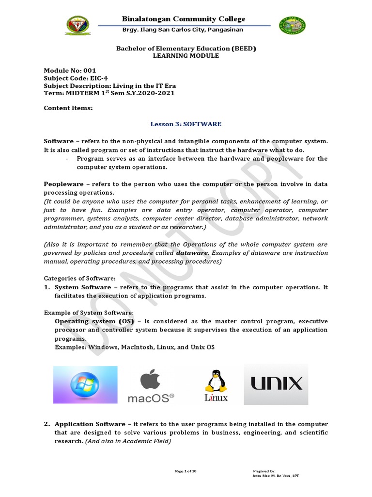 Living in The IT Era - Lesson 3 Activity 3 | PDF | Microsoft Word ...