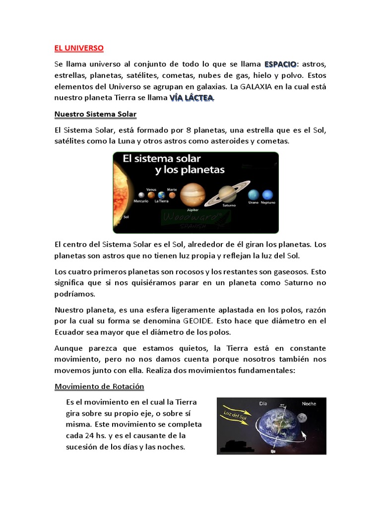 El Sistema Solar y El Planeta Tierra | PDF