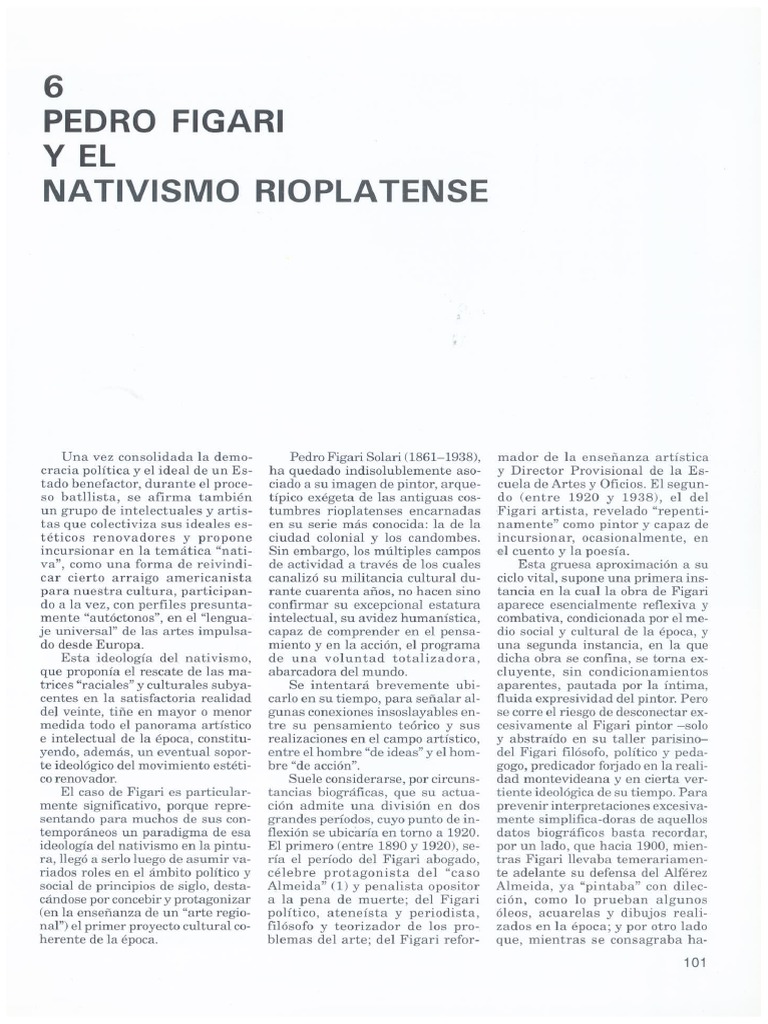 01.1. PELUFFO LINARI - Pedro Figari y El Nativismo Rioplatense | PDF