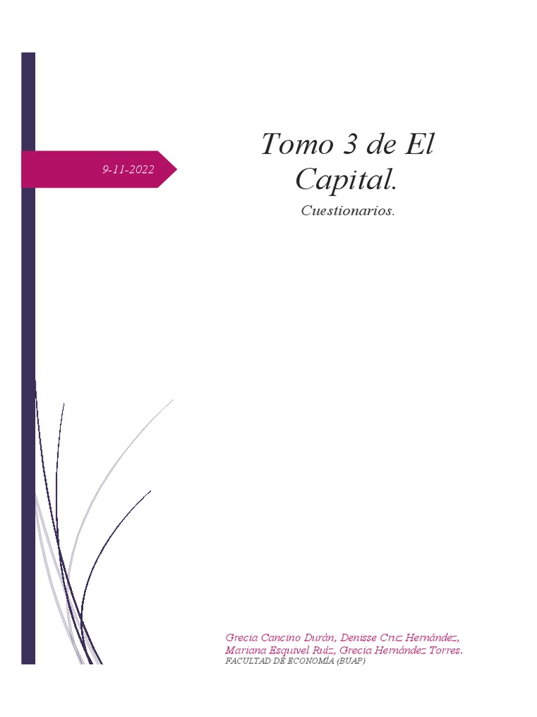 Cuestionario Tomo 3 de El Capital. | PDF | Capital (economía) | Bienes