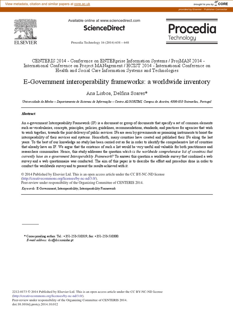 E-Government Interoperability Frameworks: A Worldwide Inventory | PDF | Interoperability | E ...